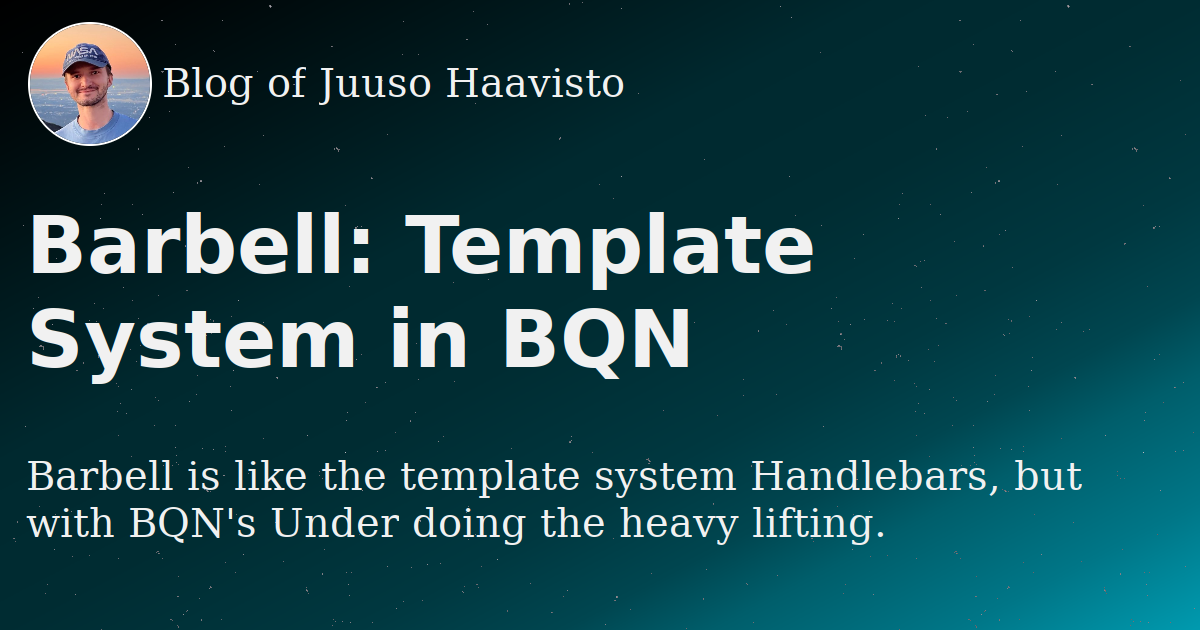 Barbell: Template System in BQN